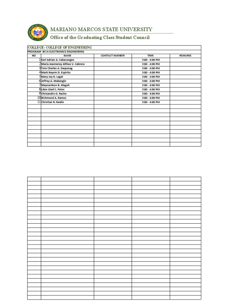 COE Updated Sched | PDF