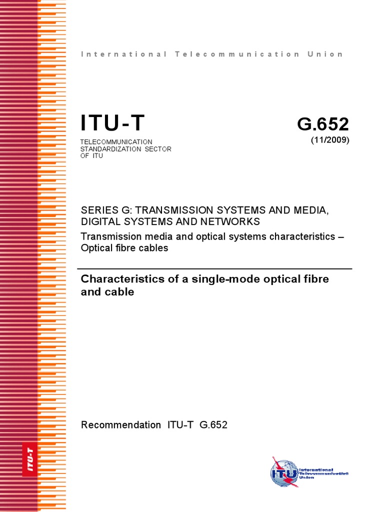 ITU-T G.652 Optical Fibre Specs | PDF | Optical Fiber | Dispersion (Optics)