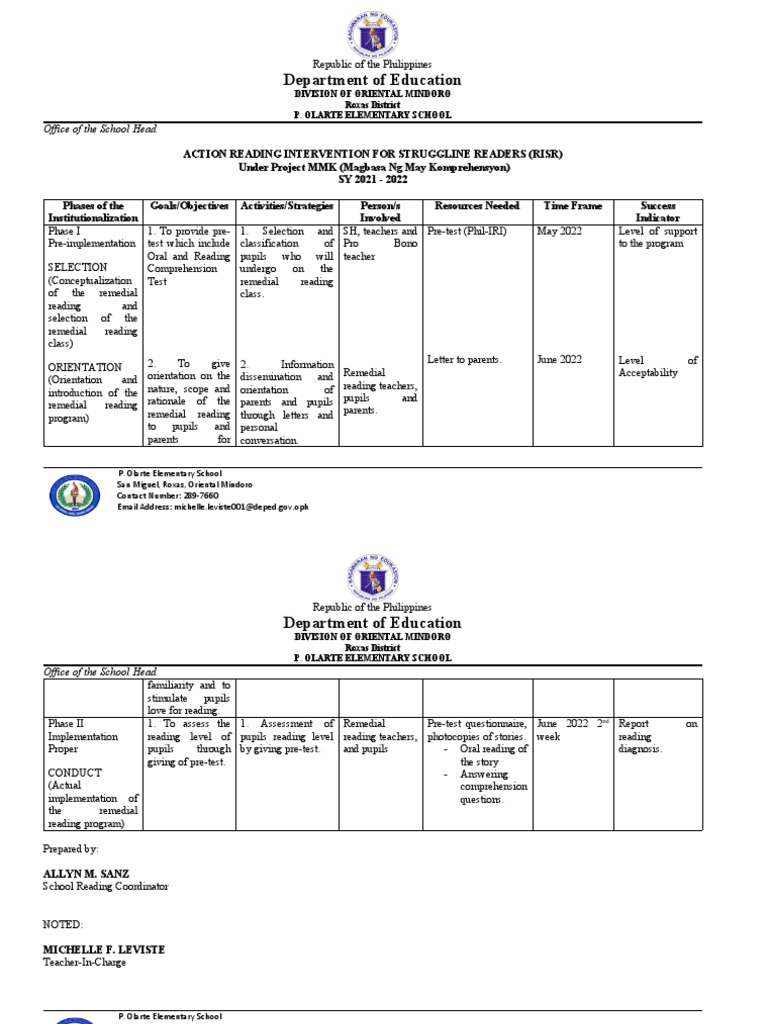 Reading Intervention Plan | Download Free PDF | Cognition | Learning