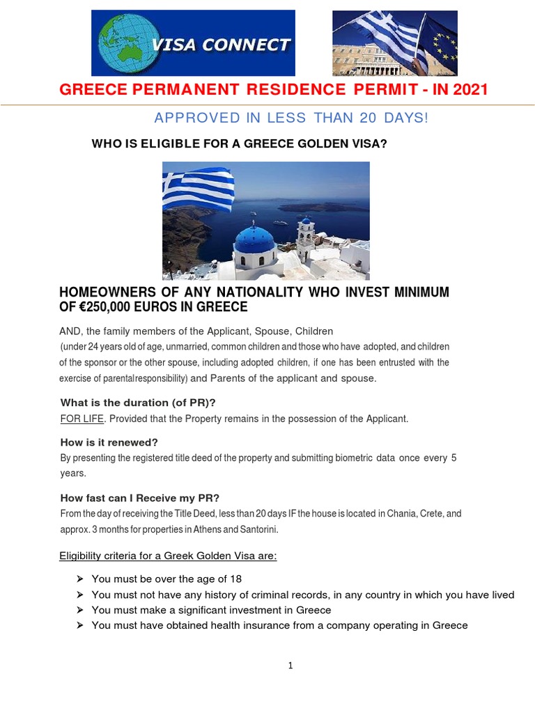 Greece Residence Permit Visaconnect | PDF | Travel Visa | Government