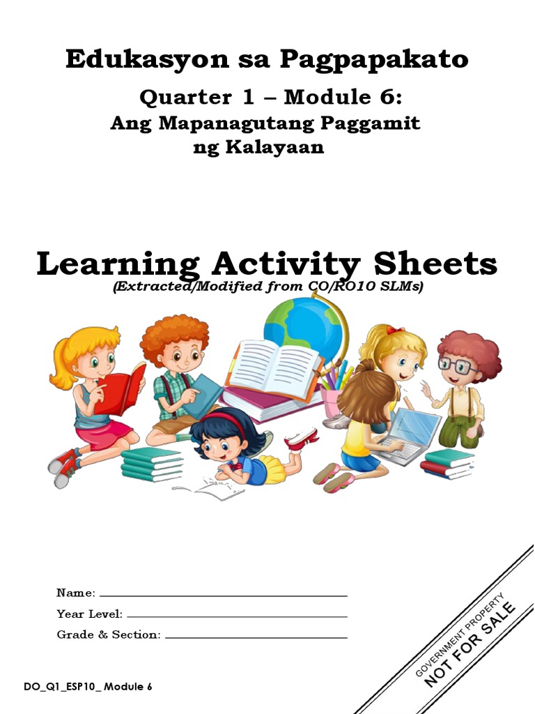 Learning Activity Sheets: Edukasyon Sa Pagpapakato | PDF