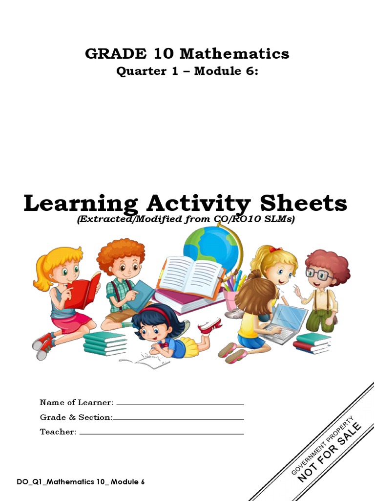 GRADE 10 Mathematics Q1 M6 | PDF | Mathematical Objects | Mathematical ...