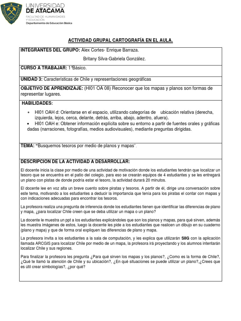 Mapas y Tesoros en 1° Básico | PDF | Mapa | Salón de clases
