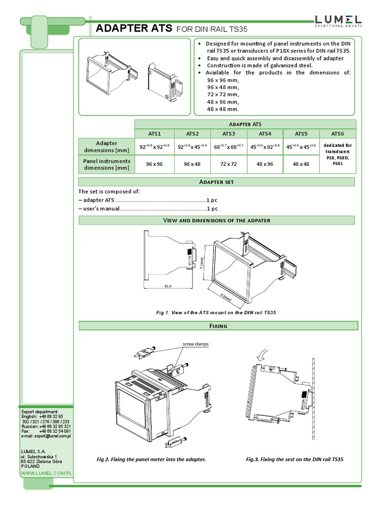 ATS Adapter for DIN Rail TS35 | PDF | Computing | Manufactured Goods