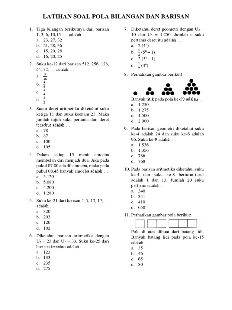 Latihan Soal Pola Bilangan | PDF