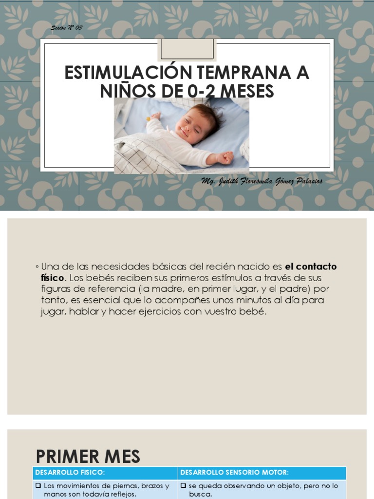 SESION 3-Estimulación Temprana A Niños de 0-2 Meses | PDF | Mano