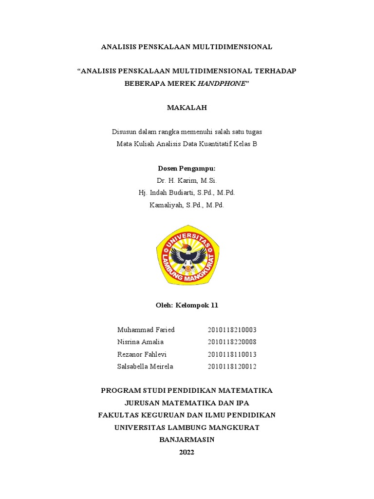 Kelompok 11 - Analisis Multidimensional-1 | PDF | Bisnis