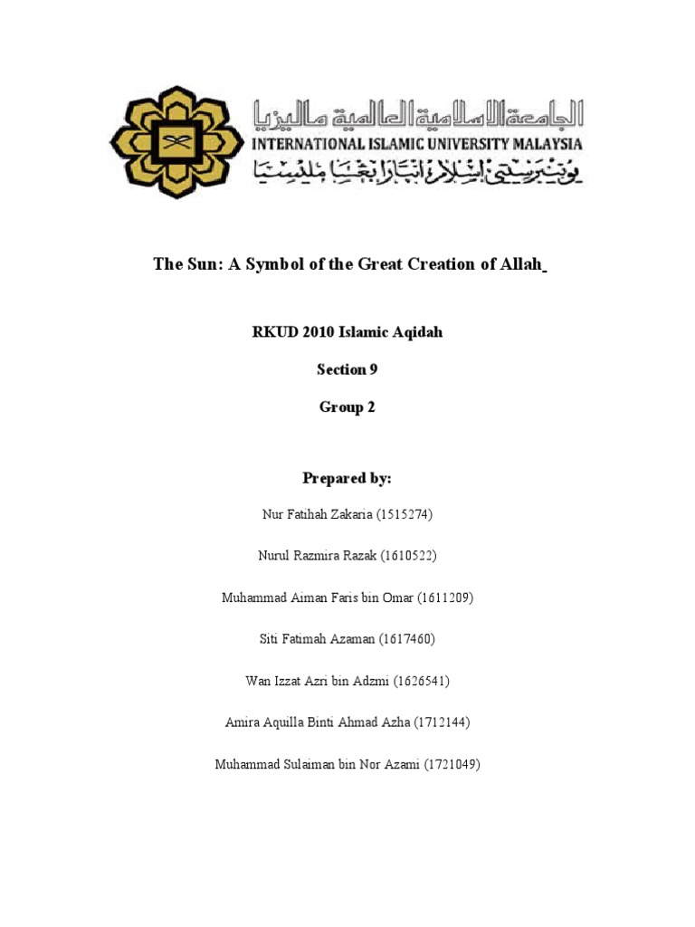 The Sun - A Symbol of The Great Creation of Allah | PDF | Climate ...