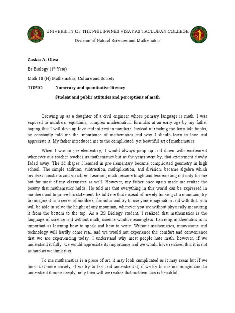 Math 10 - Reflection Paper | PDF | Mathematics | Science Math 10 - Reflection Paper | PDF | Mathematics | Science
