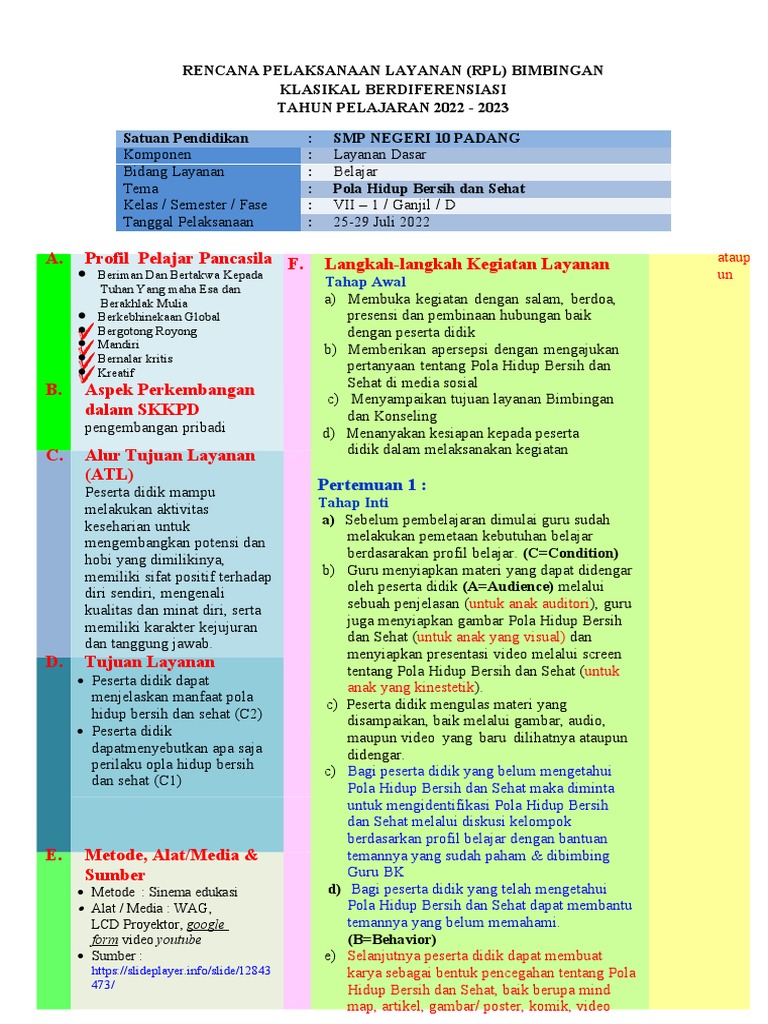 Modul Ajar (RPL Berdiferensiasi - PHBS) | PDF