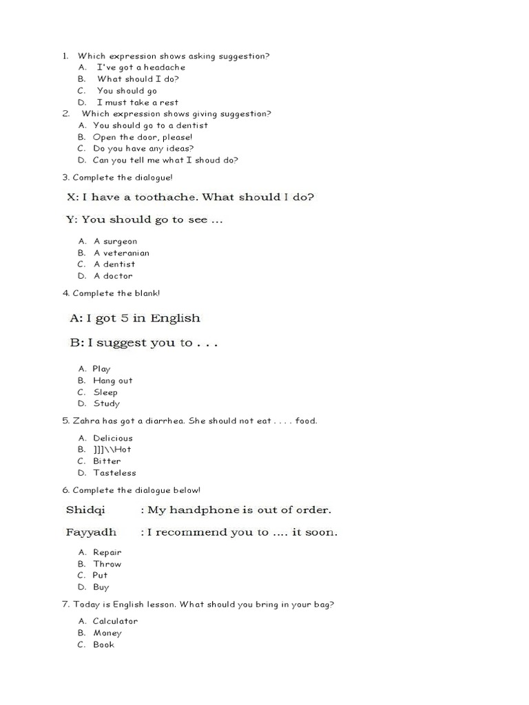 Latihan Soal Should and Must | PDF