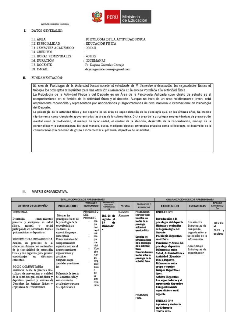 Plantilla Silabo Pedagógico | PDF | Sicología | Deportes
