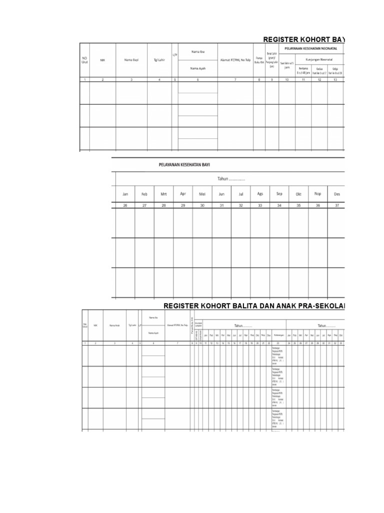 Lampiran 6.1 REGISTER KOHORT BAYI | PDF