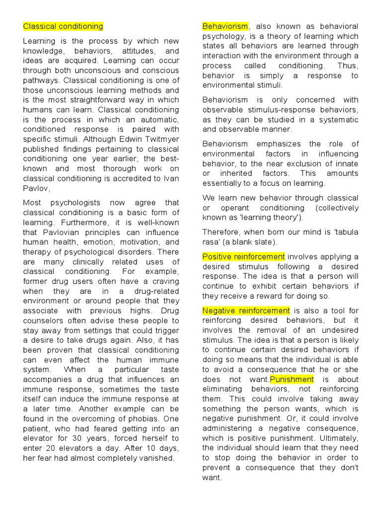 Classical Conditioning | PDF | Classical Conditioning | Curriculum
