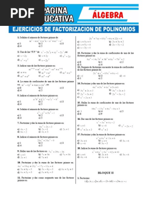 Hoja De Trabajo De Polinomios De Mcf