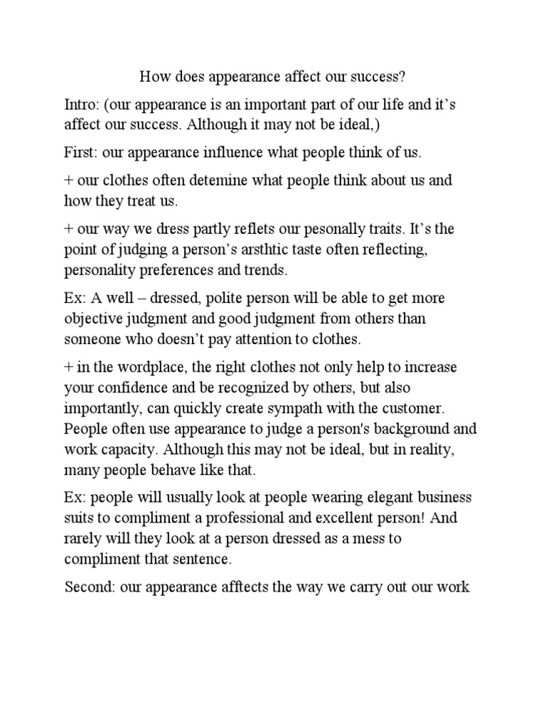 How Does Appearance Affect Our Success | PDF | Self-Improvement