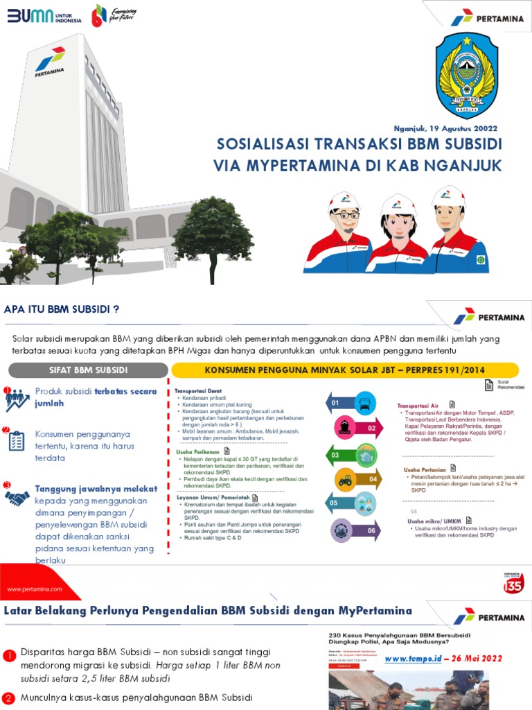 Materi Sosialisasi Transaksi BBM Subsidi Via MyPertamina Di Kab Nganjuk | PDF