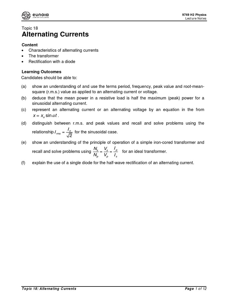 Understanding Alternating Currents | PDF | Transformer | Inductor