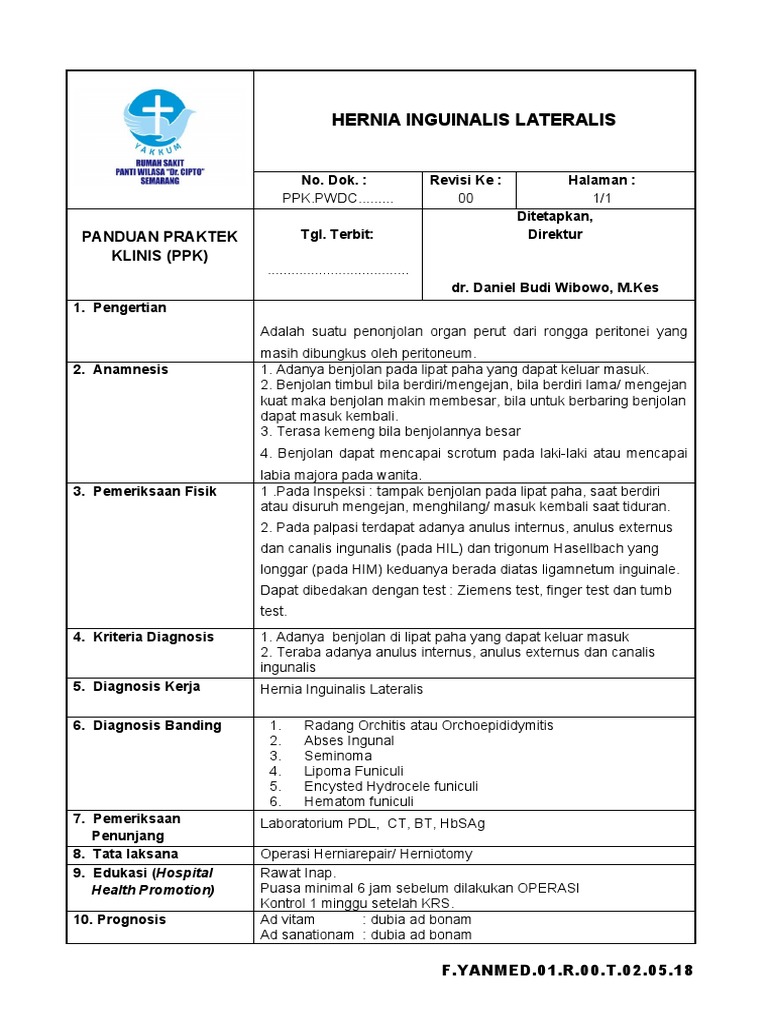 Panduan Diagnosis Hernia Inguinalis Lateralis | PDF