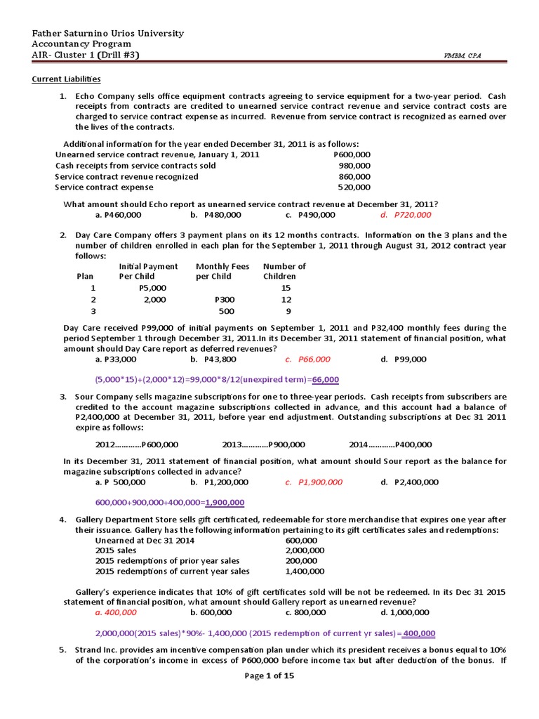 Drill 3 AK FSUU Accounting | PDF | Deferred Tax | Treasury Stock