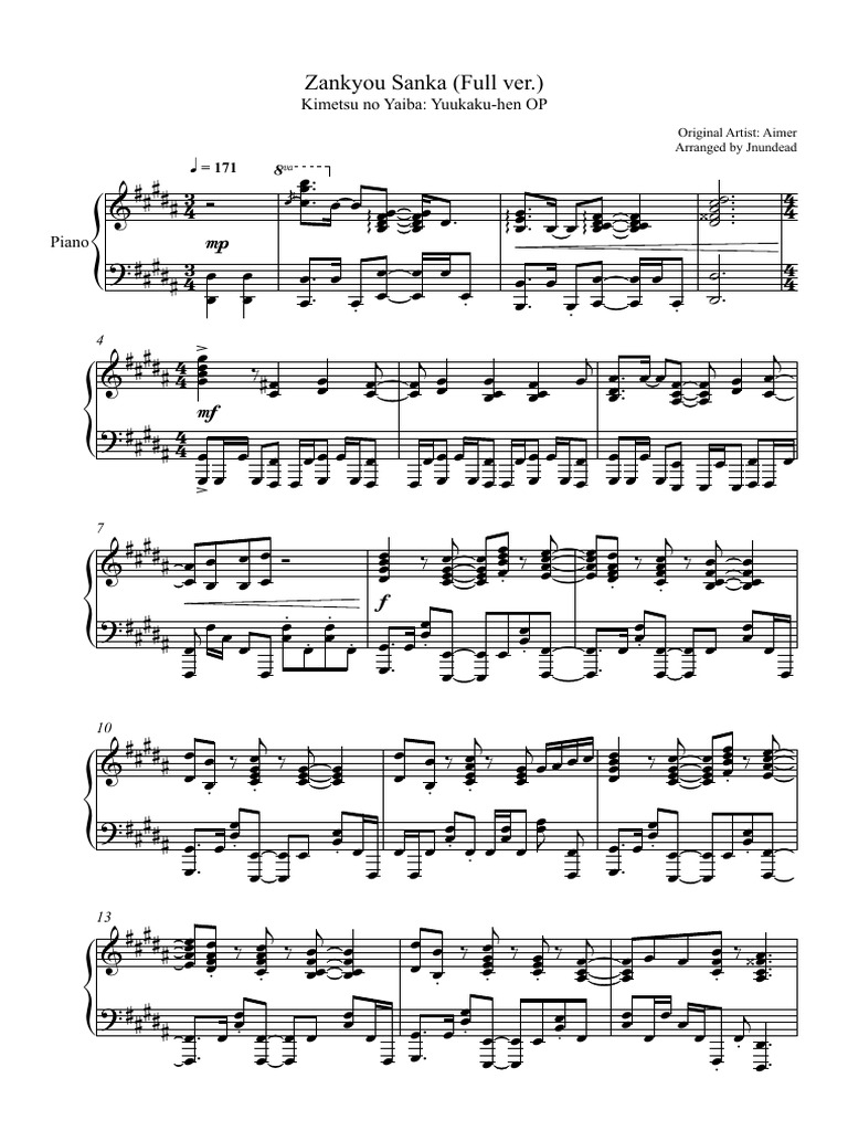 Zankyou Sanka (Full Ver.) Piano | PDF | Échecs