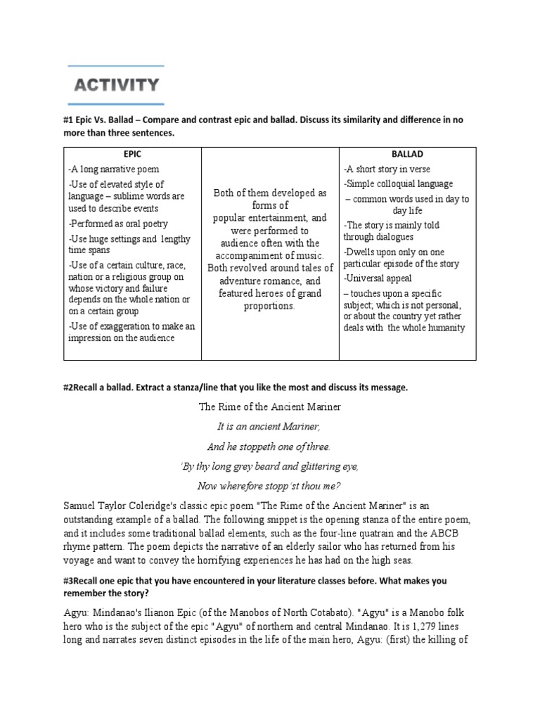 Module 4 Lesson 2 | PDF | Poetry | Ballad