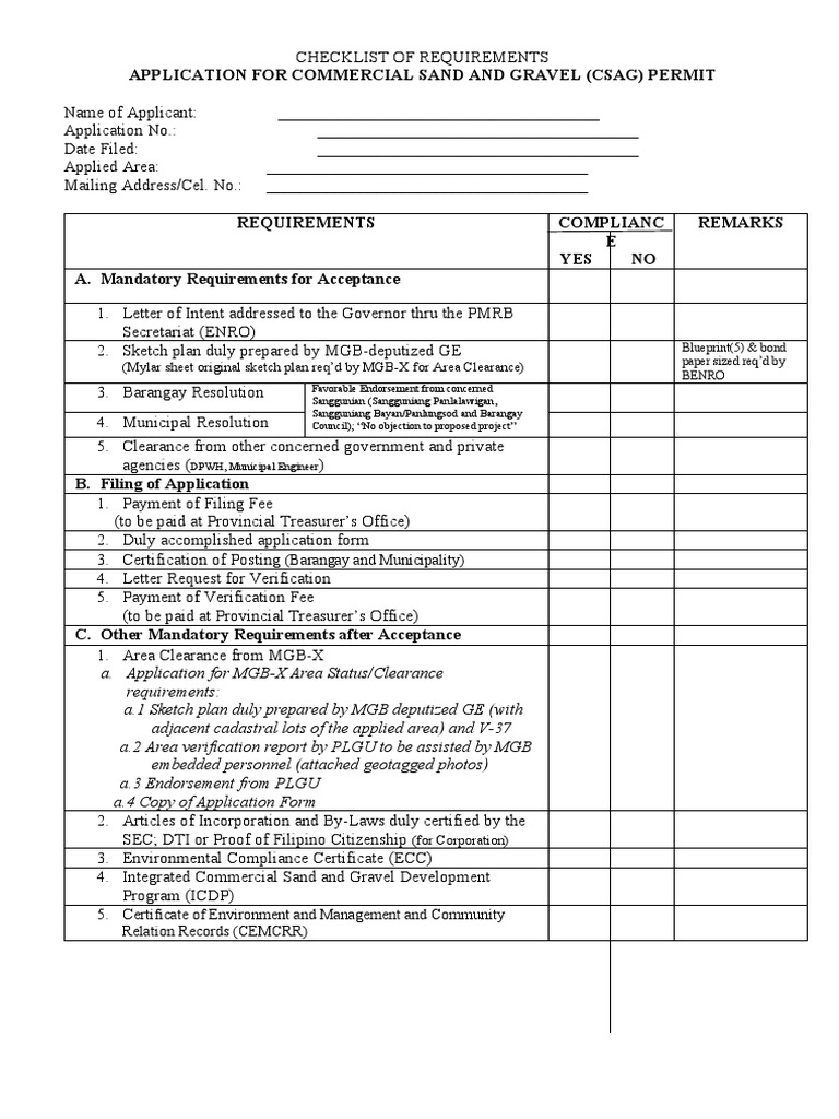 Csag Checklist of Requirements | PDF | Justice | Crime & Violence
