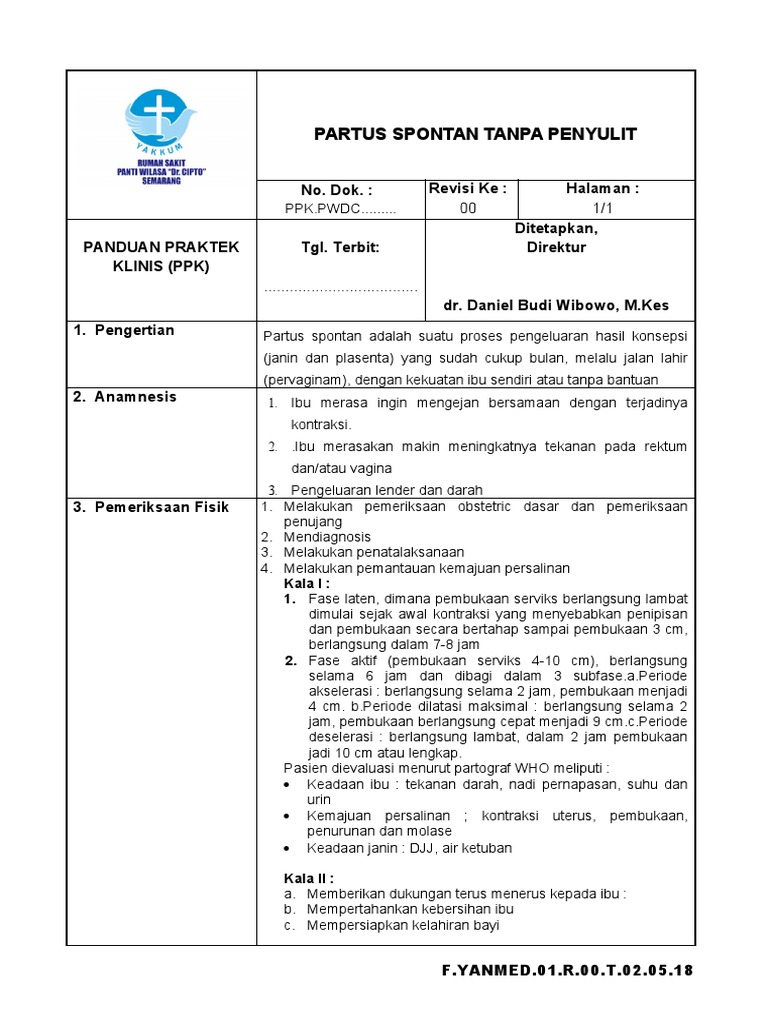 PPK Partus Spontan 2022 | PDF | Kesehatan Holistik