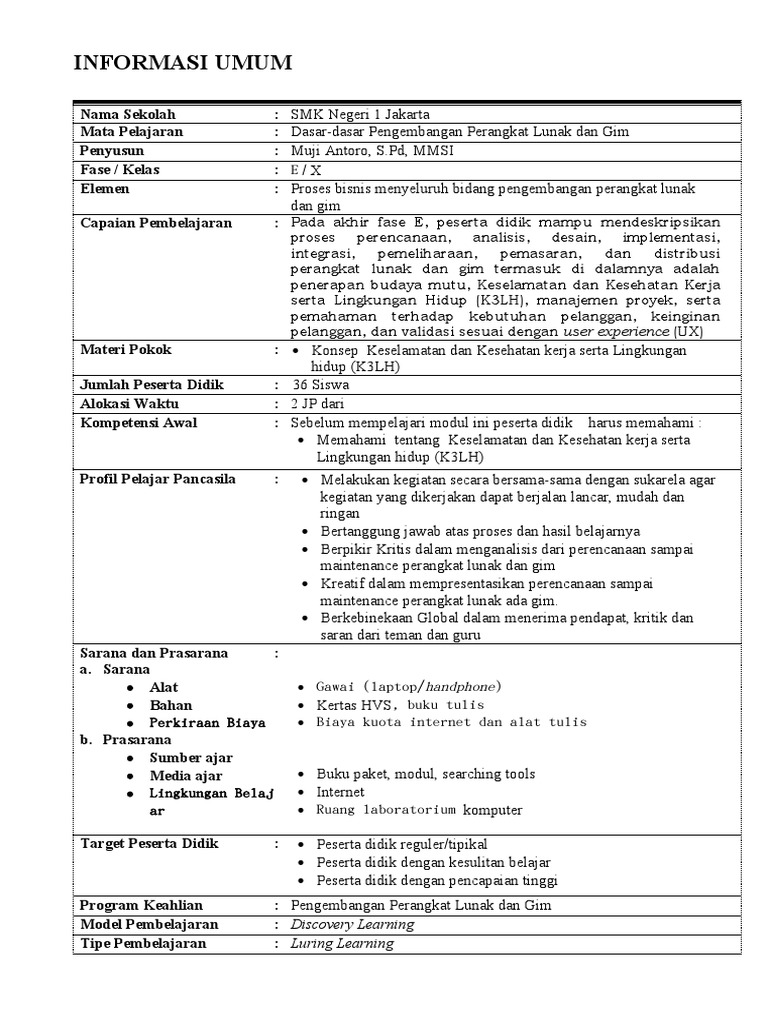 Modul Ajar 1 PPL Dan Gim Final Muji Antoro | PDF