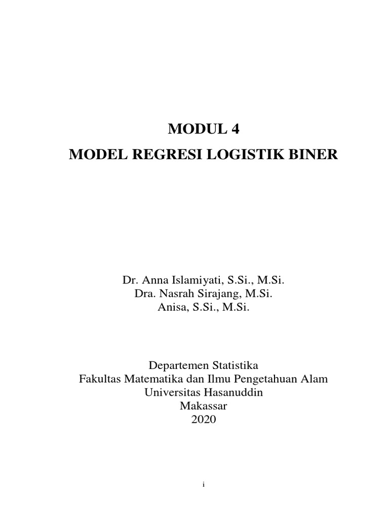 Modul 4 Model Regresi Logistik Biner 2020 | PDF