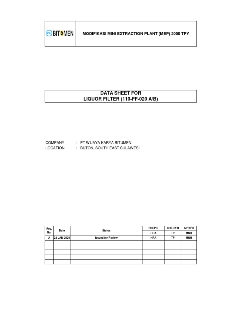 MC-001-DS-M-004-110 DS For Liquor Filter Rev A | Download Free PDF ...