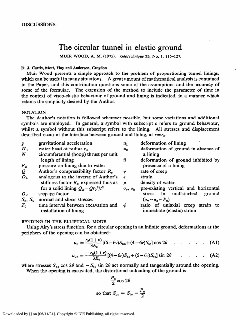 Discussion Muir Wood Circular Tunnel in Elastic Ground | PDF ...