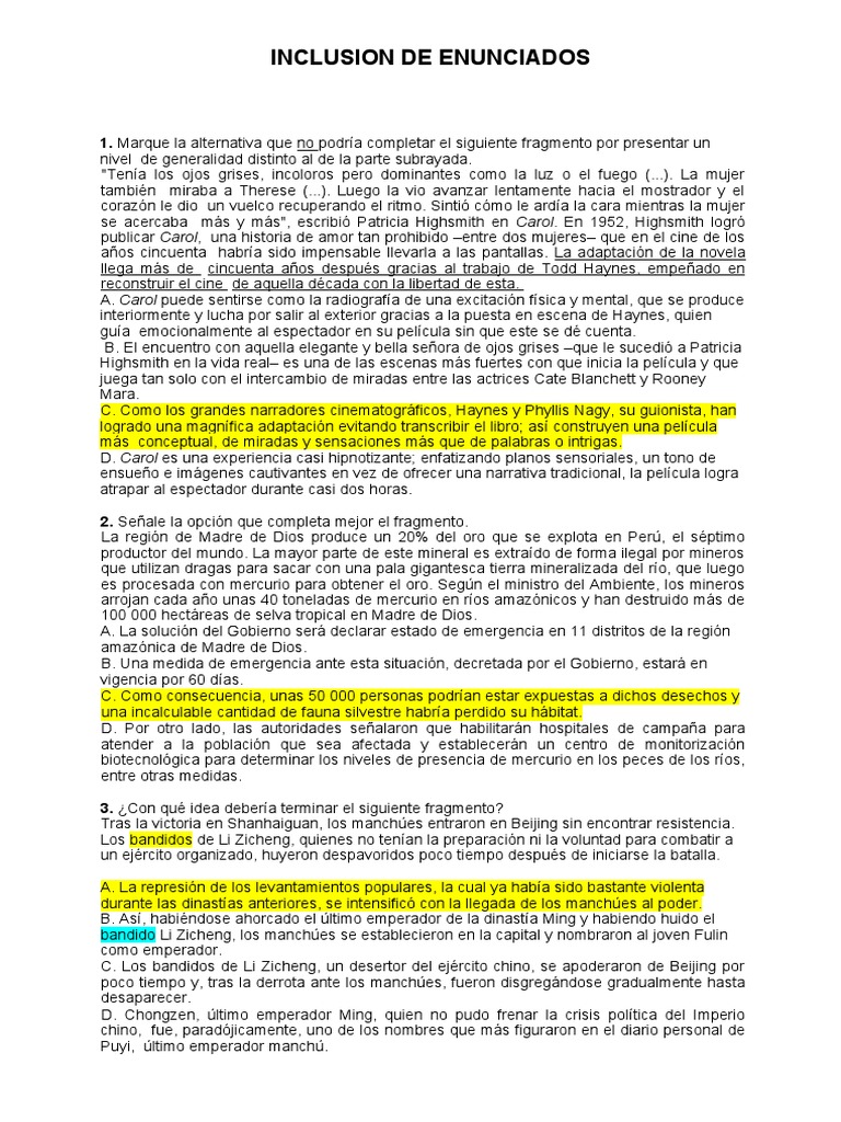 Pertinencia de Ideas - Inclusión de Enunciados | PDF | Biología Celular)