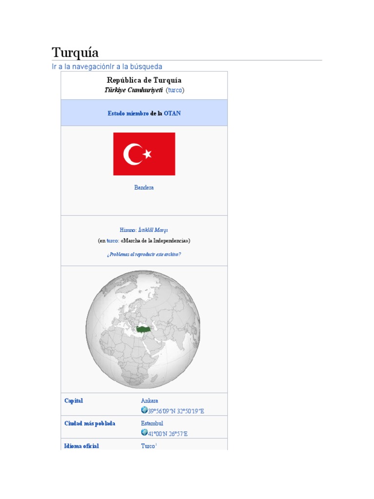 Información sobre Turquía: Geografía y Gobierno | PDF | pavo
