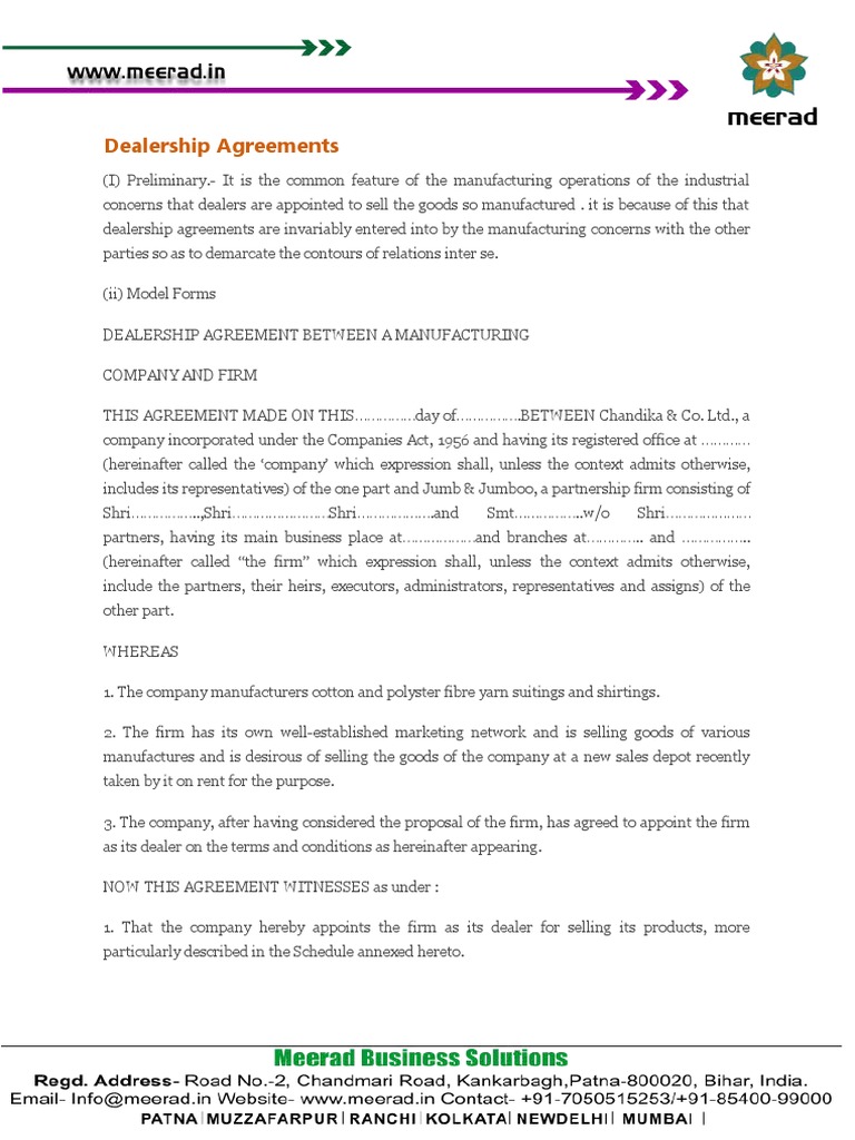 Dealership Agreements | PDF | Lease | Depreciation