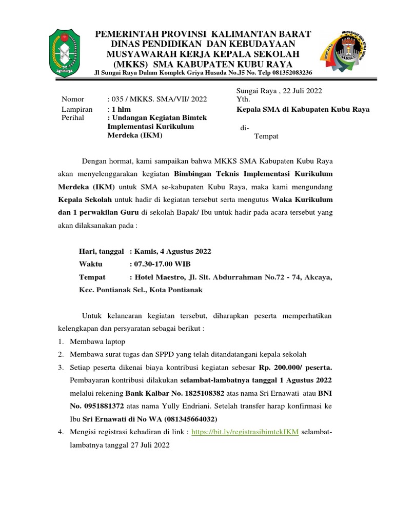 035 Undangan Bimtek IKM Untuk Sekolah | PDF