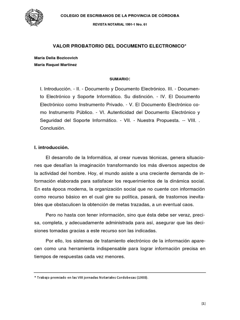 Valor Probatorio Documento Electrónico | PDF | Documento | Información