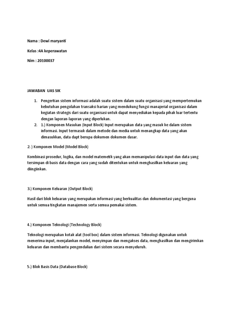 Bagi Jawaban Uas Sik Dewi Maryanti | PDF