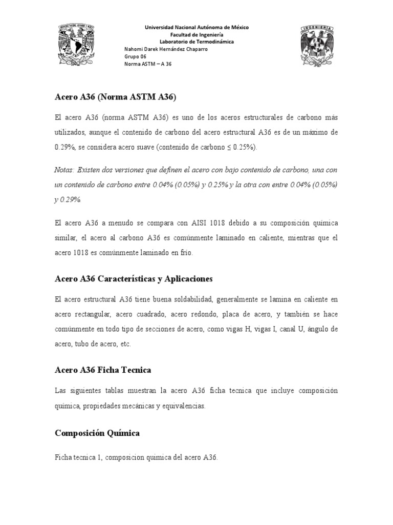 Astm - A36 | PDF | Acero | Acero estructural