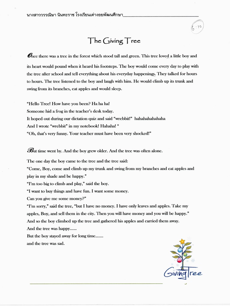 The Giving Tree Story Telling Script | PDF