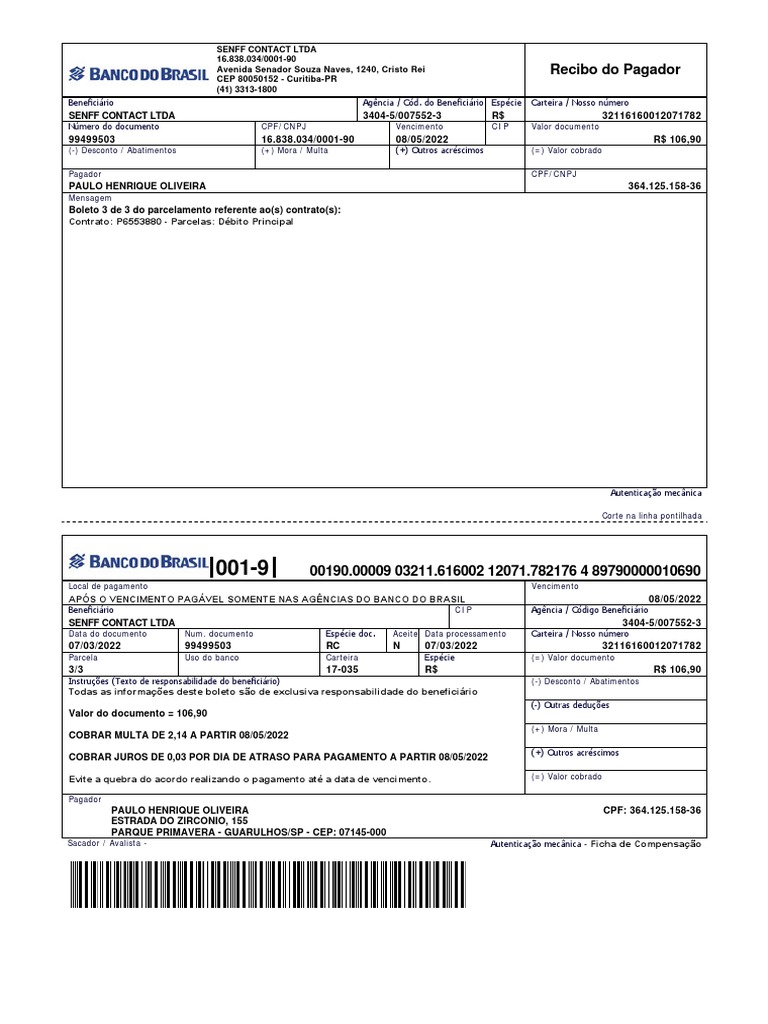 Boleto | PDF | Bancos | Serviços financeiros