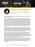 Malala - UN Speech | PDF | Malala Yousafzai
