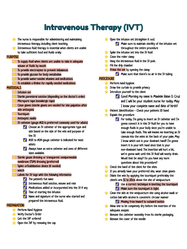 Ivt BT | PDF | Intravenous Therapy | Medical Treatments