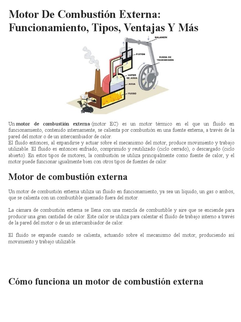 Motor de Combustión Externa Word | PDF | Máquina de vapor | Motor de ...