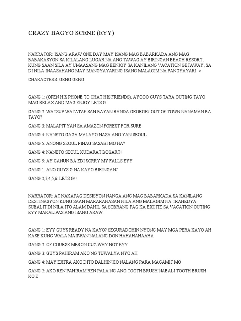 Crazy Bagyo Script | PDF