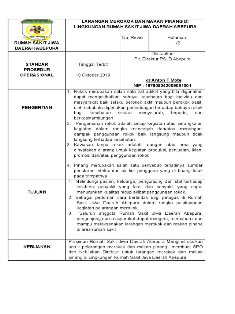 EDIT SPO-Larangan-Merokok Dan Makan Pinang | PDF