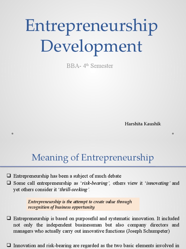 ED - Unit 1 | PDF | Entrepreneurship | Economics