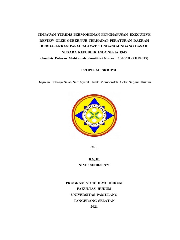 Contoh Proposal Skripsi Unpam | PDF