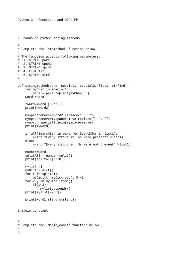 Python 3 Functions And Oops Fp Pdf Function Mathematics Parameter Computer Programming 6292