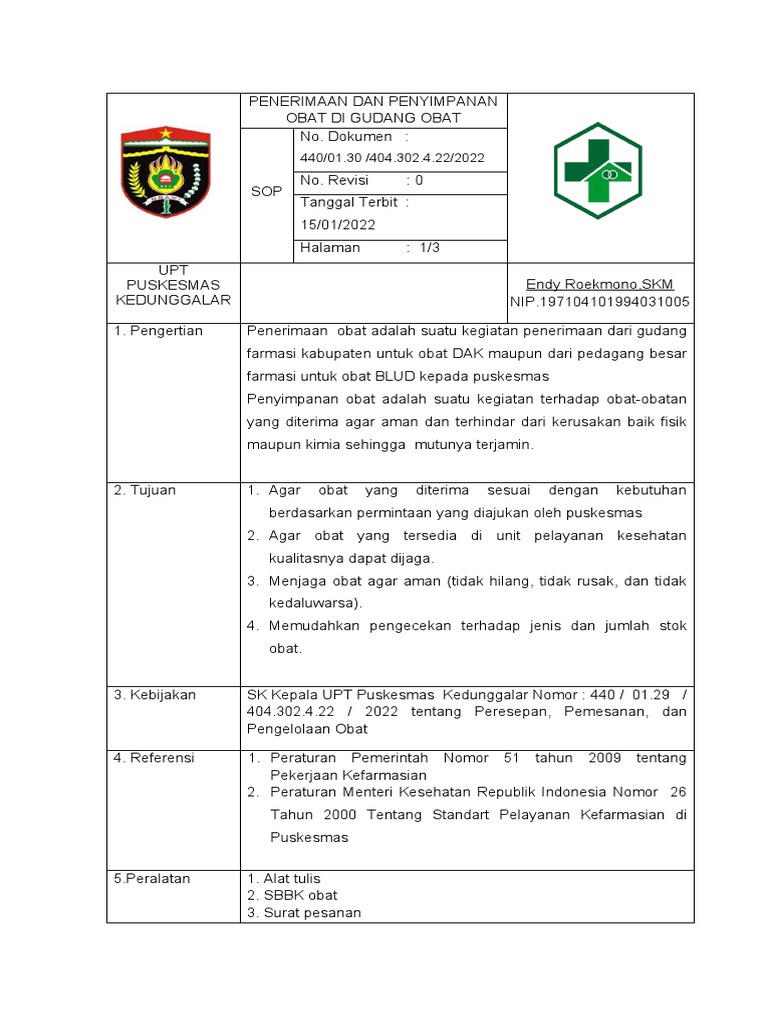 Pengertian Dan Prosedur Penerimaan Dan Penyimpanan Obat Di Puskesmas